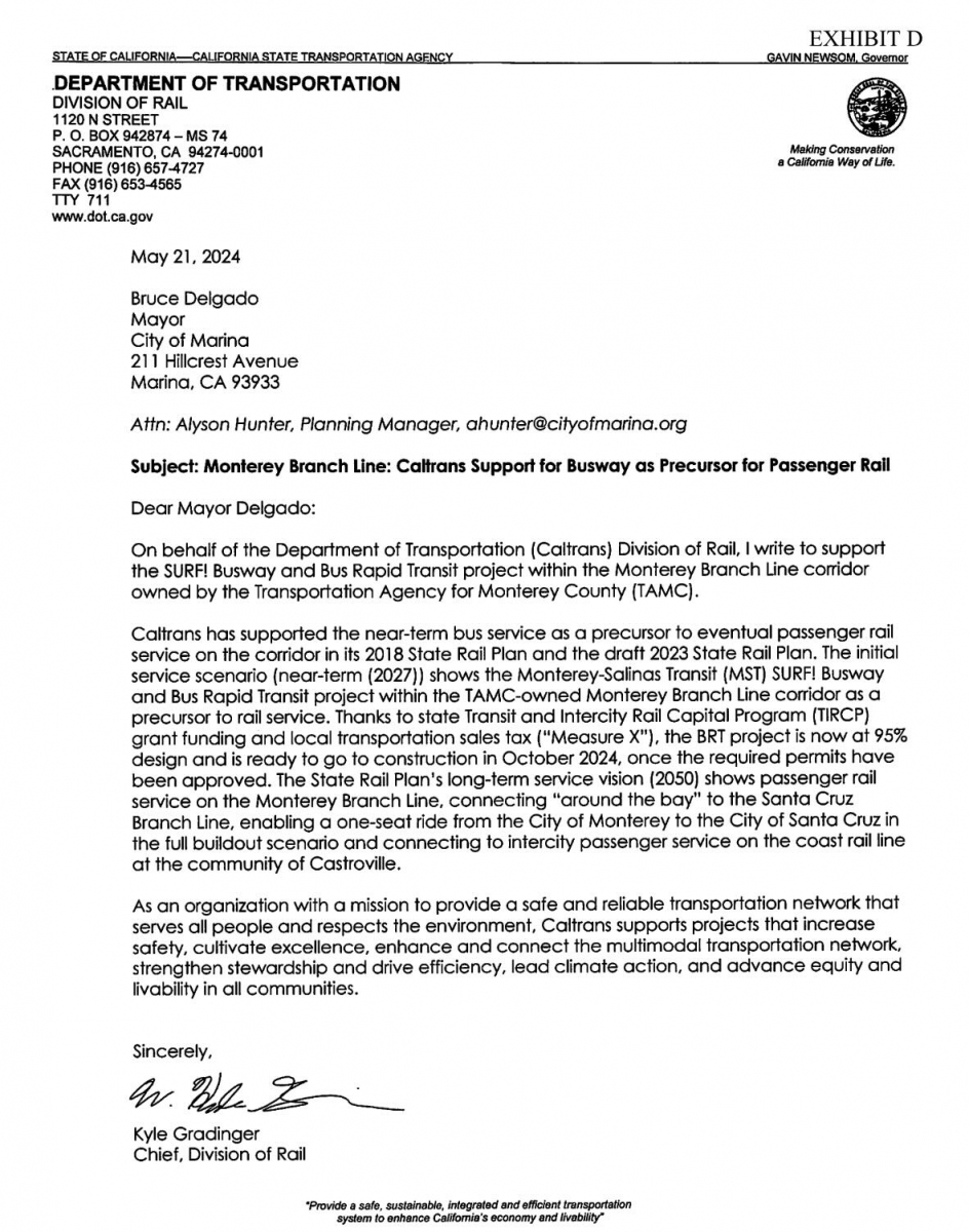Ghosting Writing Letters for Caltrans – Monterey Bay Rail Bikes